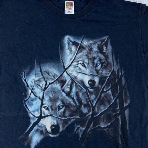 Vintage Wolves Nature Shirt Mens XL Wolf Moon Trees Animal Graphic Tee ...