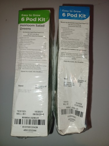 Lot of 2 AeroGarden Heirloom Salad Greens Seed Pod Kit 6-pod 9/24 ...