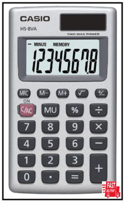 Casio HS-8VA, Solar Powered Standard Function Calculator | eBay
