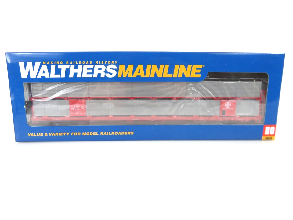 Walthers 910-8102 HO Scale 89' Bi-Level Shielded Auto Rack AT&SF Santa ...