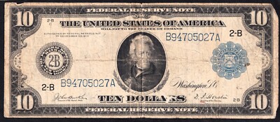 1913 New York Federal Reserve Large Ten Dollar Blue Seal Note | eBay