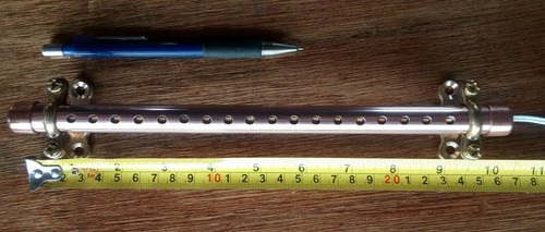 Copper pipe light led long 12V / Mains, with switch and brass mounting ...