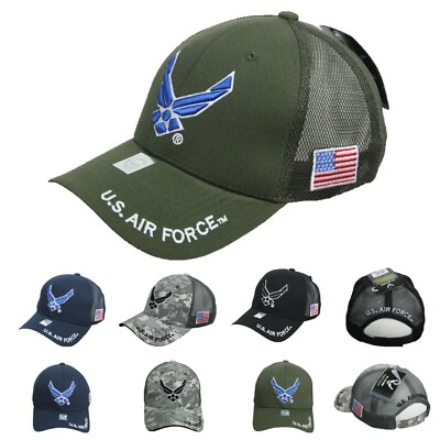 US Air Force Baseball Cap US Flag Aviator Military USAF Mesh Trucker ...