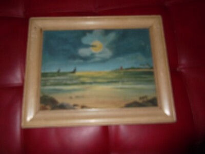 Vintage BONN Original Painting Artist beach scene boats nice | eBay