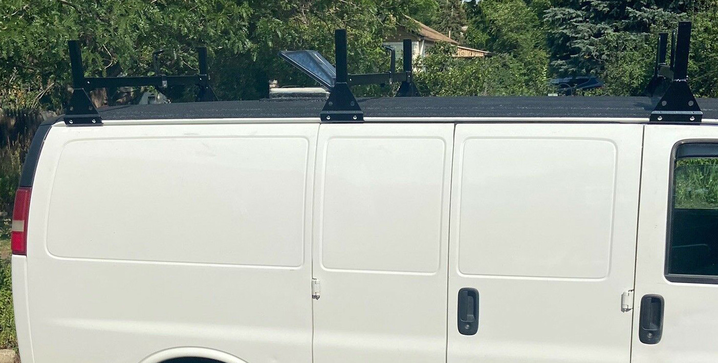 Ladder Roof Racks Steel Black Rack For Chevy Express Fullsize Van 3 bar ...