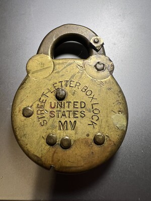 Vintage Street Letter Box Lock United States Post Office Padlock - No ...