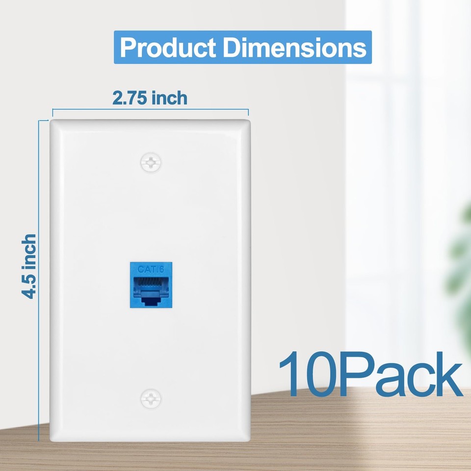 10 Pack Ethernet Wall Outlet Cat6 Plate RJ45 Keystone Jack Gifts ...