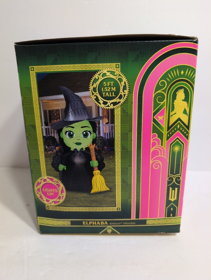 Wicked Elphaba 5’ Airblown Inflatable Halloween Witch Wizard Of Oz ...