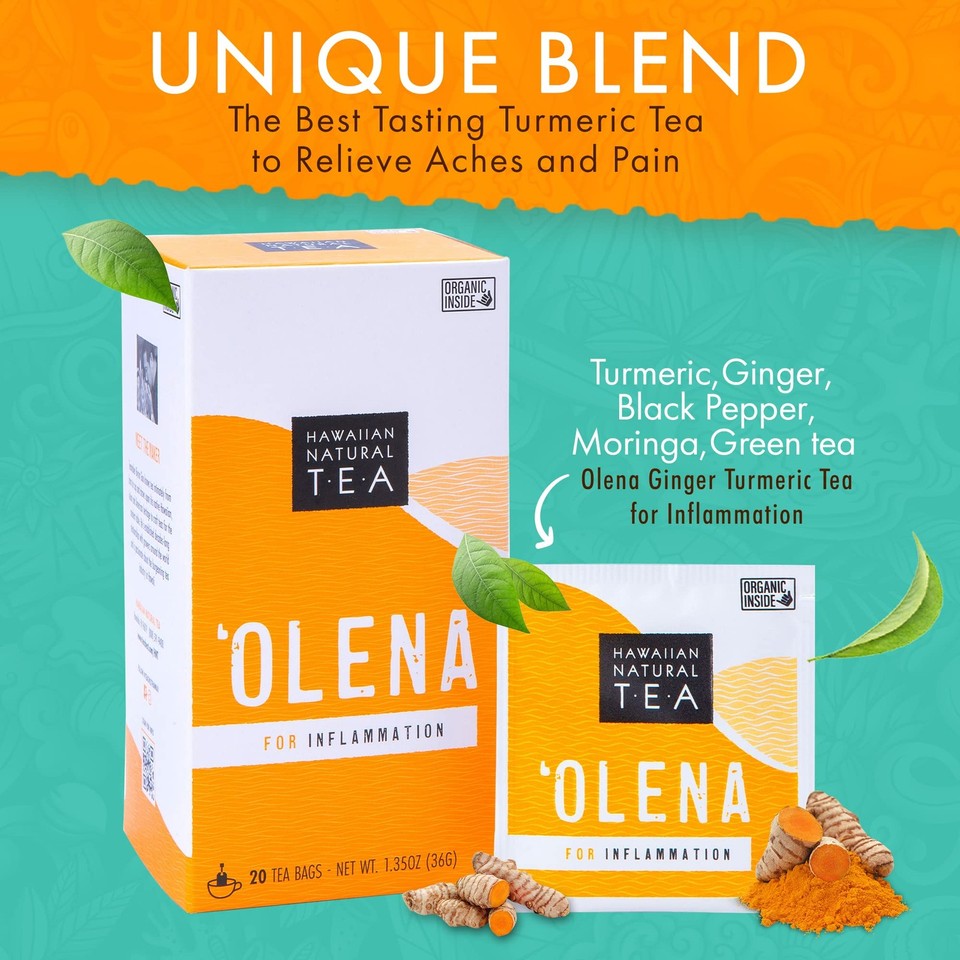 Olena Turmeric Tea, Herbal Green Tea Blend, All-Natural and Antioxidant ...