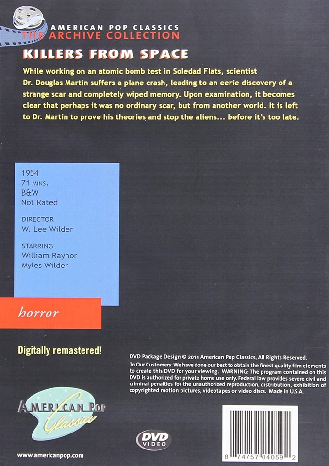 Killers from Space (DVD) James Seay Peter Graves Steve Pendleton | eBay