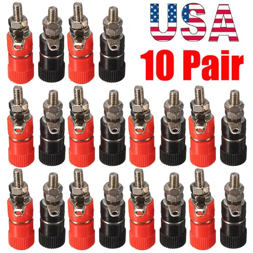 10 Pair 4mm Banana Plug Socket Jack Binding Post Nut Male Connector for ...