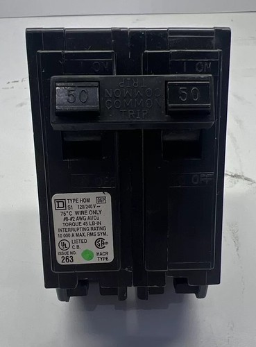 Used SQUARE D HOM250 2 POLE 50 AMP CIRCUIT BREAKER w/warranty Free ...