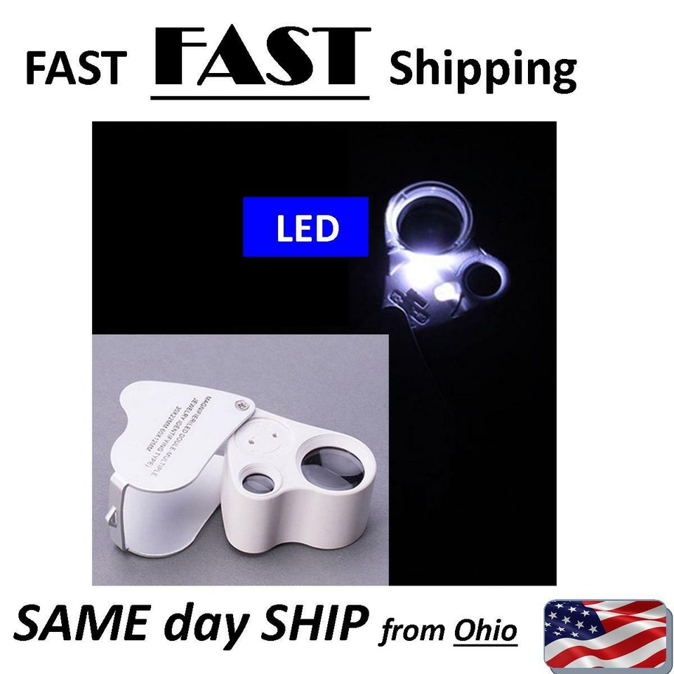 60X dual 30X Glass Jeweler Eye Loop W/ LED Lights DUAL jewelry tool ...
