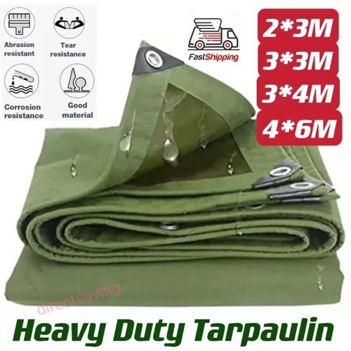 Multi Size 4X6 Army Heavy Duty Waterproof Canvas Tarp Tarpaulin Sun ...