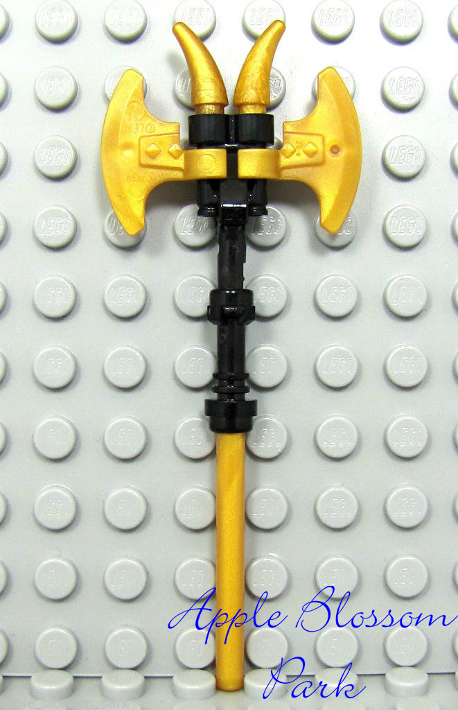 NEW Lego Ninjago Ninja GOLD CEREMONIAL STAFF Axe Blades & Spikes ...