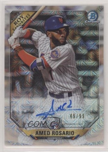 2018 Bowman Mega Box Mojo Refractor 49/99 Amed Rosario Rookie Auto RC ...