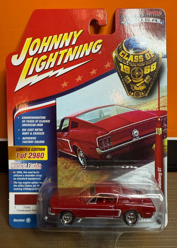 1/64 JOHNNY LIGHTNING MUSCLE CARS USA CLASS OF 1968 MUSTANG GT RED PONY ...