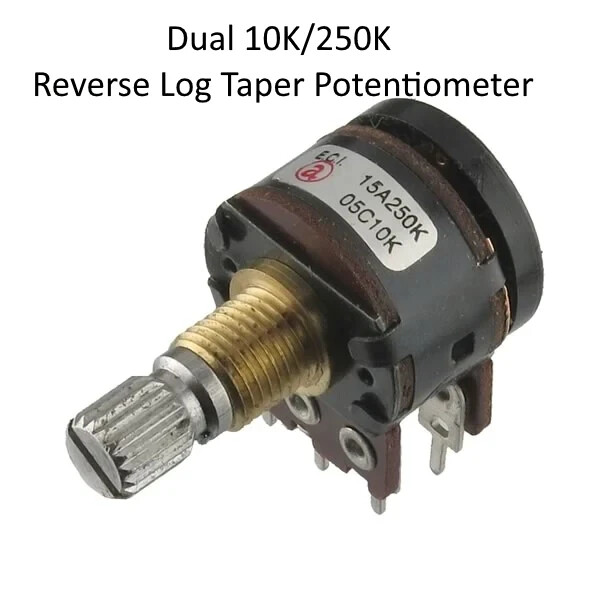 1pc Miniature Panel Mount Dual 10K/250K Reverse Log Taper Potentiometer ...