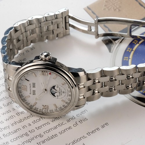 2002 Blancpain Leman Calendar Moonphase 2763-1127A Steel 38mm Full Kit ...