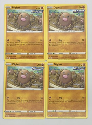 POKEMON TCG Chilling Reign DIGLETT x4 4x Common Playset #076/198 Pack ...