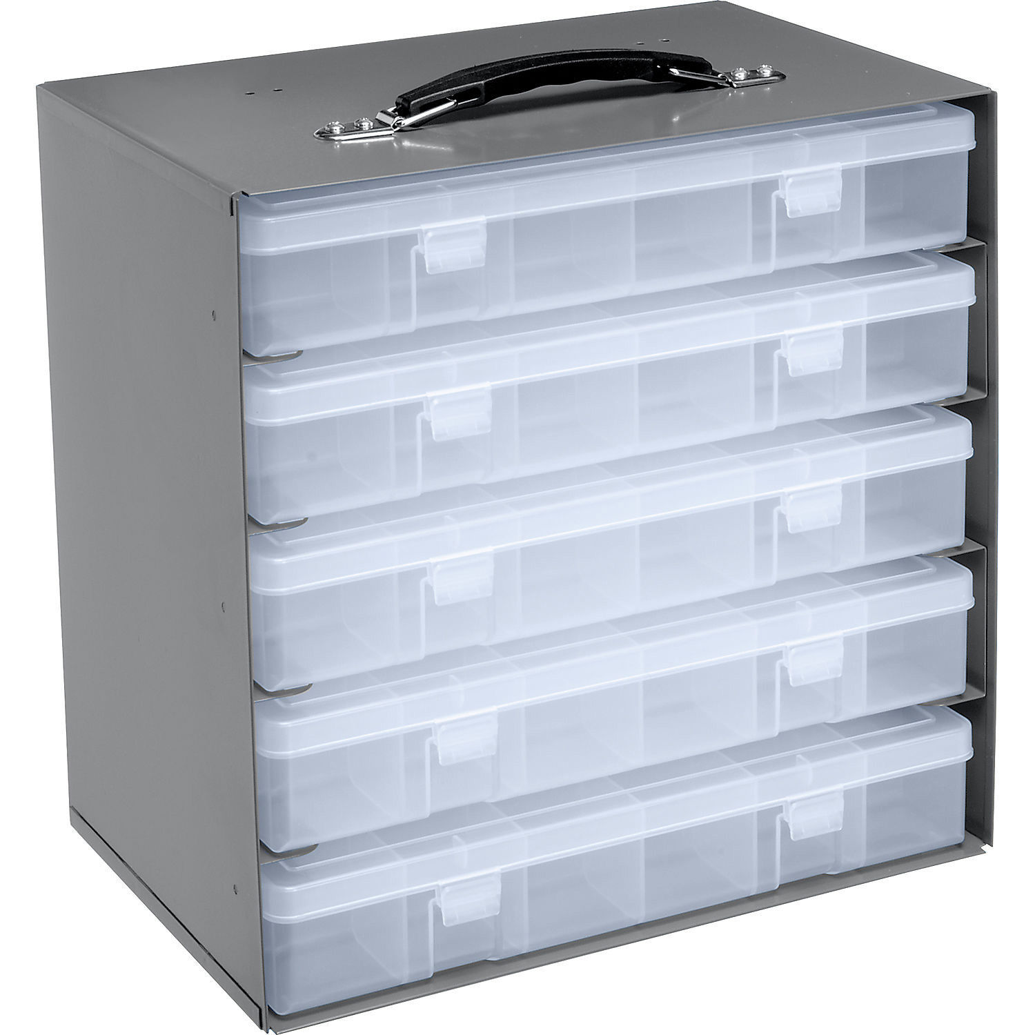 Durham Steel Compartment Box Rack with 5 of 24-Compartment Plastic ...