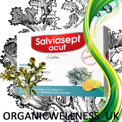 SALVIASEPT ACUT NO SUGAR+Nano-silver+Icelandic MOSS Throat Pain Relief ...