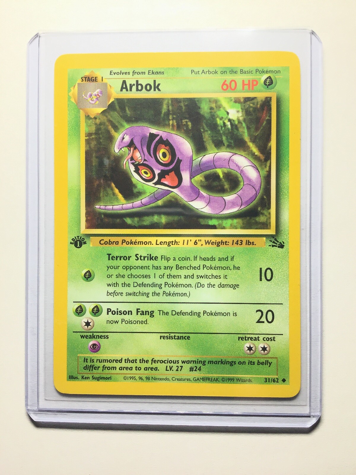 ARBOK - 31/62 - 1st Edition Fossil - Uncommon - Pokemon Card - NM | eBay