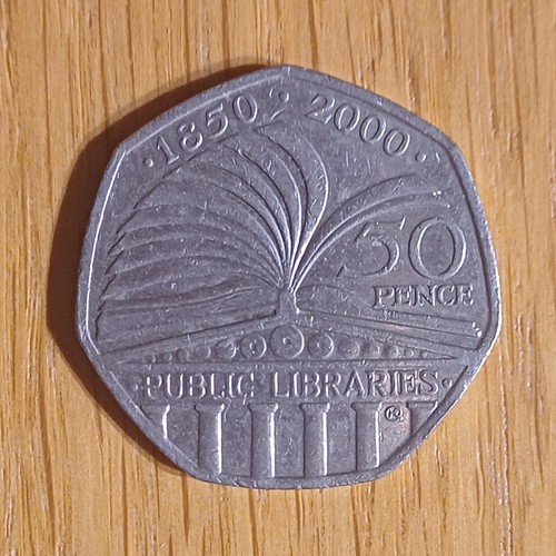 UK 50p Fifty Pence 2000 Elizabeth II Public Libraries Coin Rare dates ...