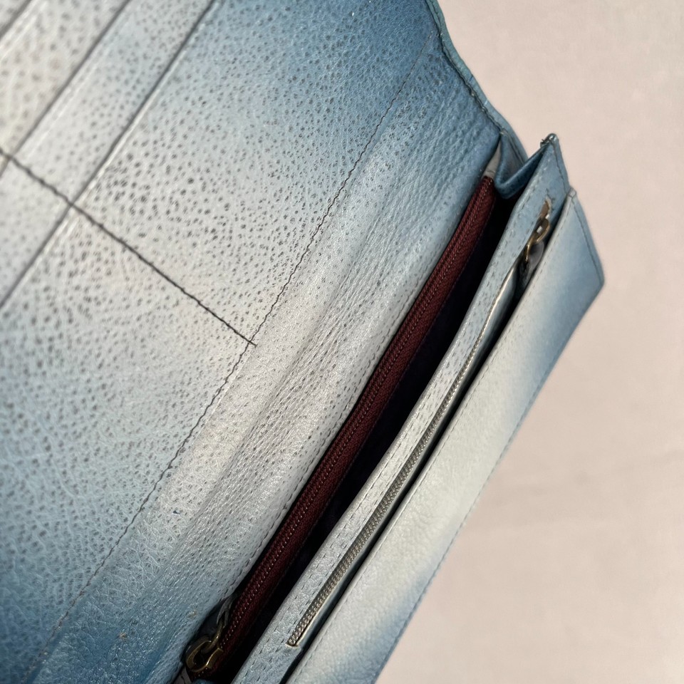 Anuschka Wallet Womens Blue Hand Painted Leather Floral Art | eBay ...