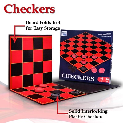 Checkers Board, Interlocking Checkers with Foldable Board | eBay