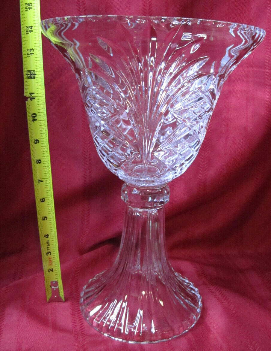 14" Towle Lead Crystal Fruit Bowl Pedestal Centerpiece Footed Vase ...