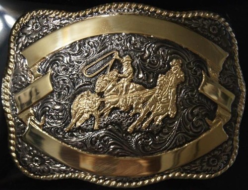 Crumrine TEAM ROPING Silver Belt Buckle M & F Western c04611 | eBay