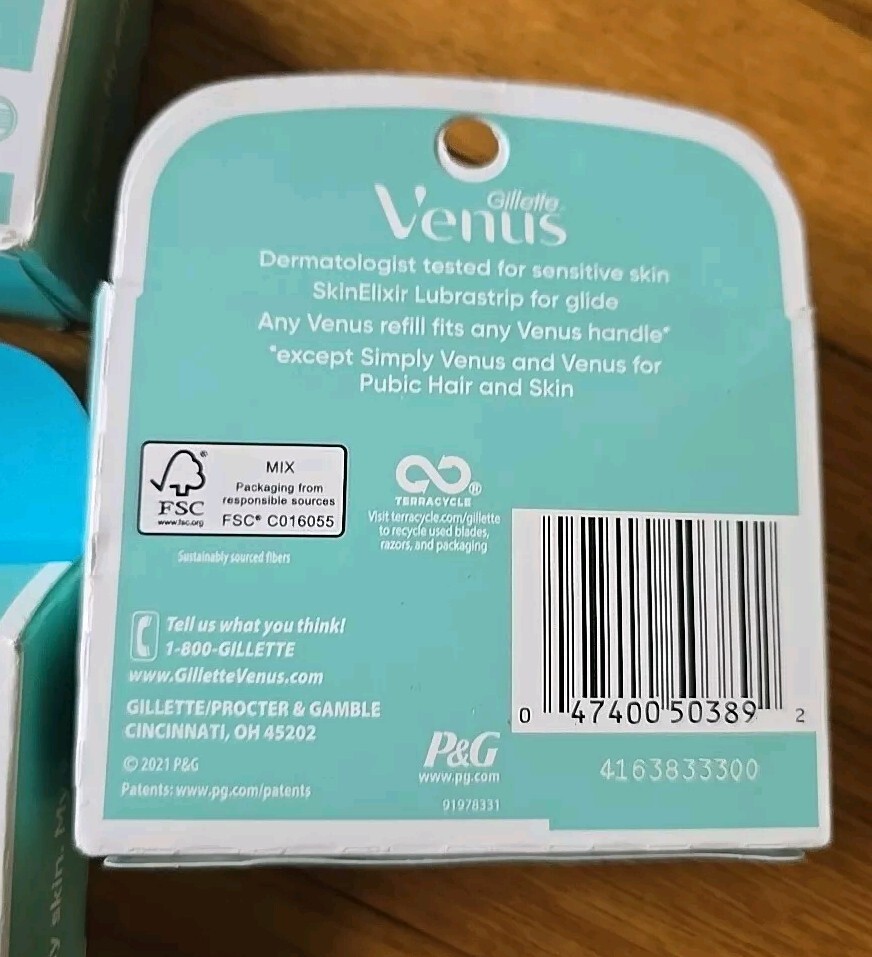 (3) Gillette Venus Sensitive Deluxe Smooth Refills PACK 4 Each = 12 ...