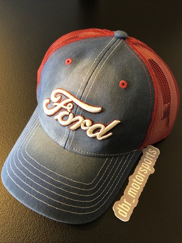 NEW! FORD RETRO SCRIPT Officially Licensed Blue Snapback Hat | eBay