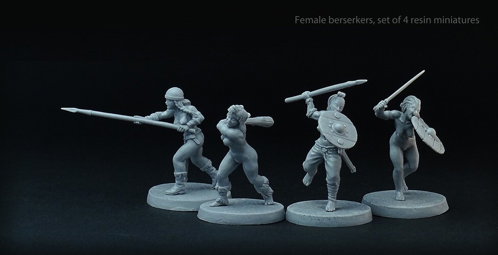 Female Viking Berserk miniatures, 28 mm resin figures by Brother Vinni ...