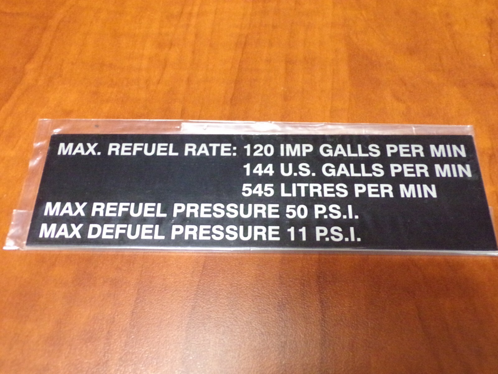 Aircraft Refuel Rate Placard 25-8DP5011-1 Beechcraft Hawker | eBay