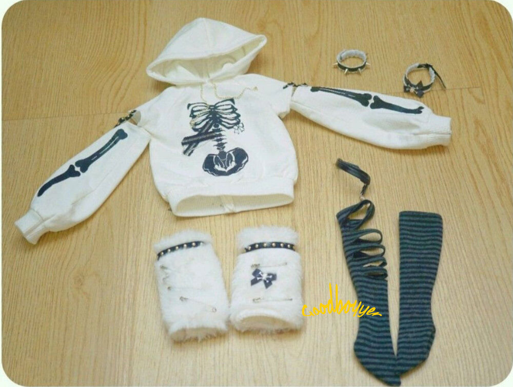 White+Black Skeleton Clothes 5 Pcs Set for 1/4MSD/MDD Puyoo Shoushou ...