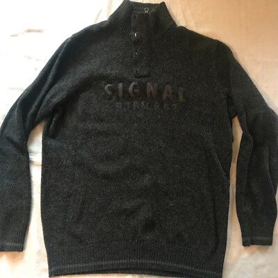 SIGNAL DENMARK HIGH ZIP NECK SWEATER WOOL GRAY PULLOVER LARGE EU | eBay