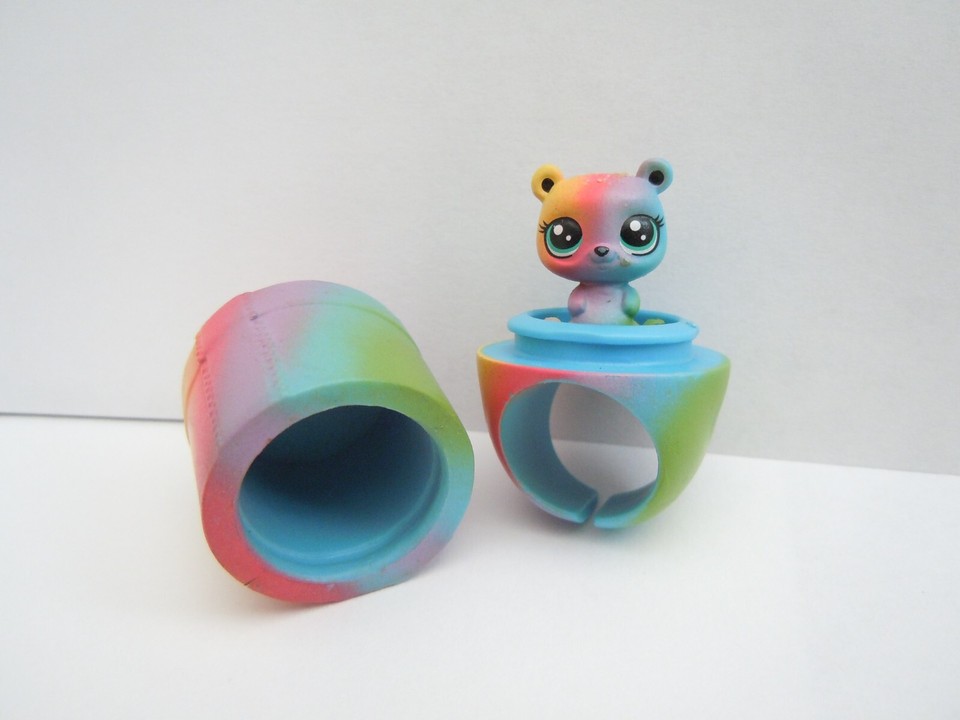 Littlest Pet Shop LPS Teeniest Tiniest RING Rainbow Bear glitter bow | eBay