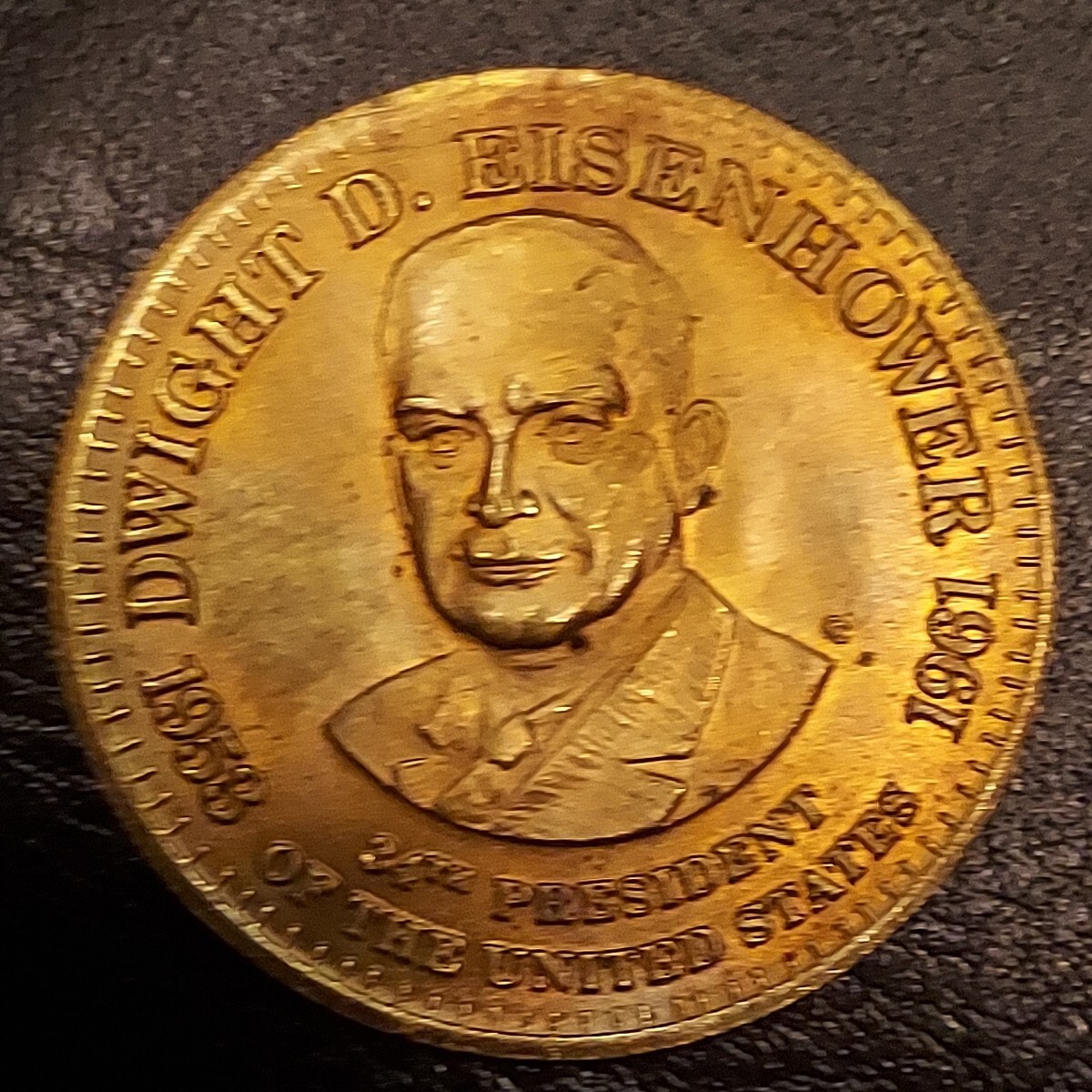DWIGHT D EISENHOWER 34th PRESIDENT COPPER BRASS COMMEMORATIVE TOKEN ...