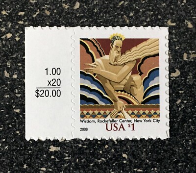 2008USA #3766a $1.00 Wisdom - Rockefeller Center - Copyright Selvage ...