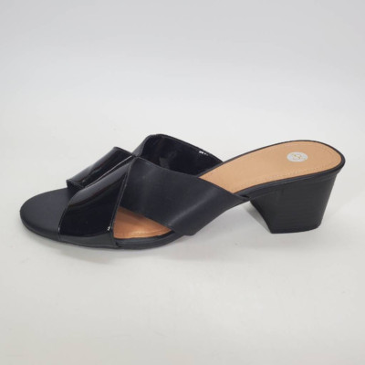 Cp By Dressbarn Womens Slip On Block Heels Shoes Black High Heel Open ...