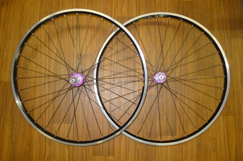 29er rim brake wheels with purple Chris King hubs, DT db spokes/Mavic ...