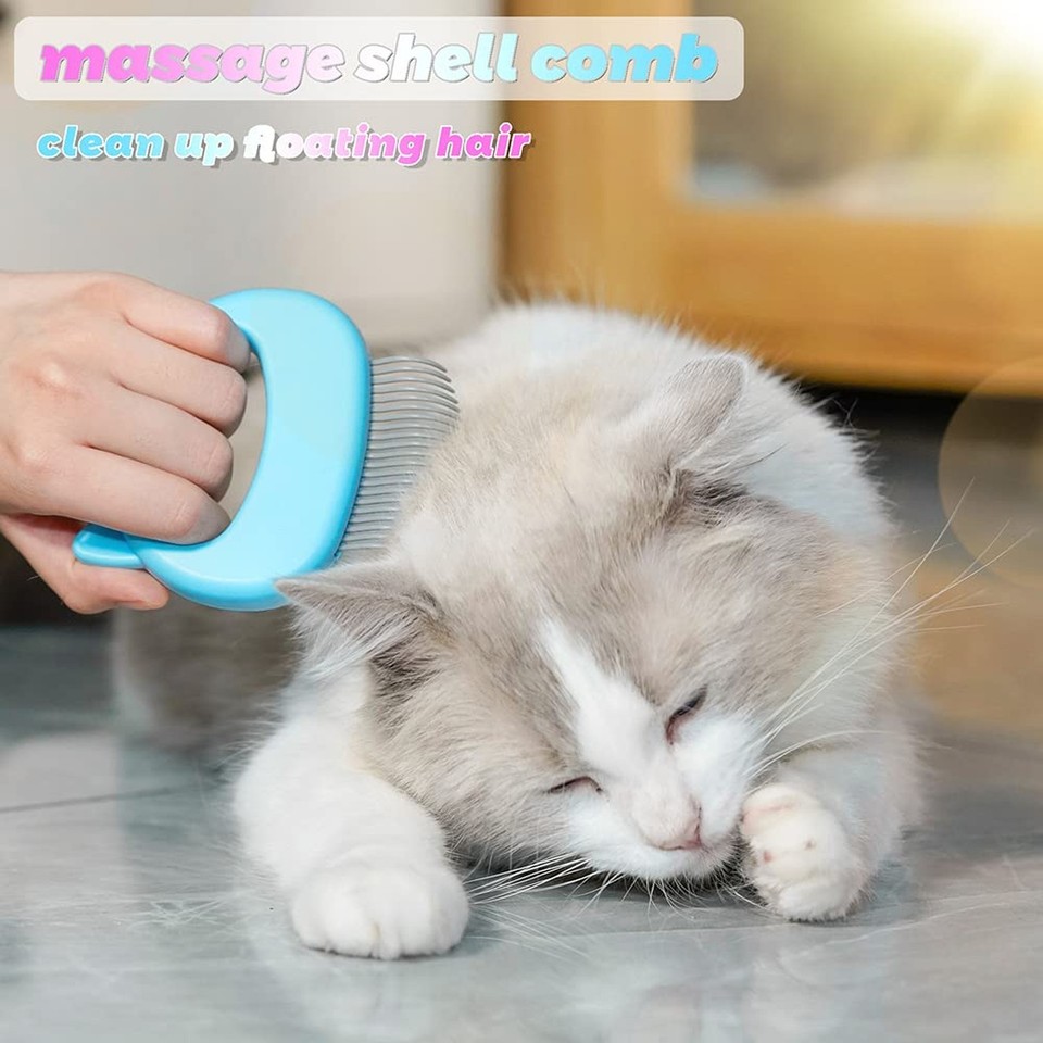 Cat Comb Pet Short Long Hair Removal Massaging Shell Comb Soft ...