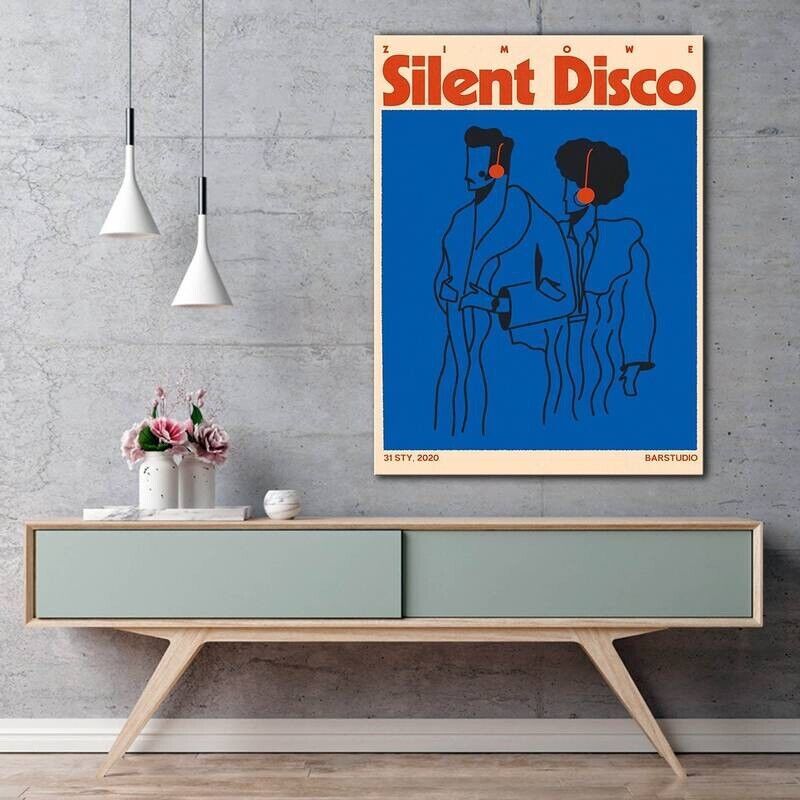 Stunning Silent Disco Canvas Print Retro Blue Poster Bedroom Picture | eBay