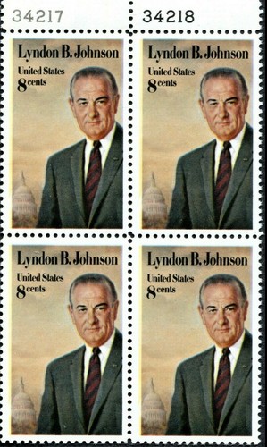 PRESIDENT LYNDON JOHNSON (36th Pres) 1973 U.S. 8c PLT BLK Scott #1503 ...