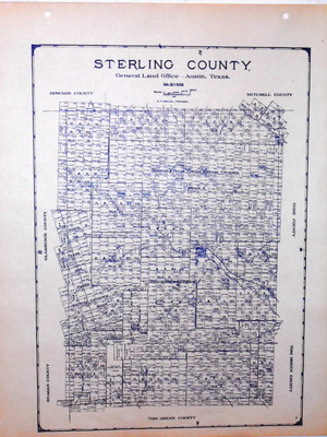 Old Sterling County Texas Land Office Owner Map City Broome Kellis ...