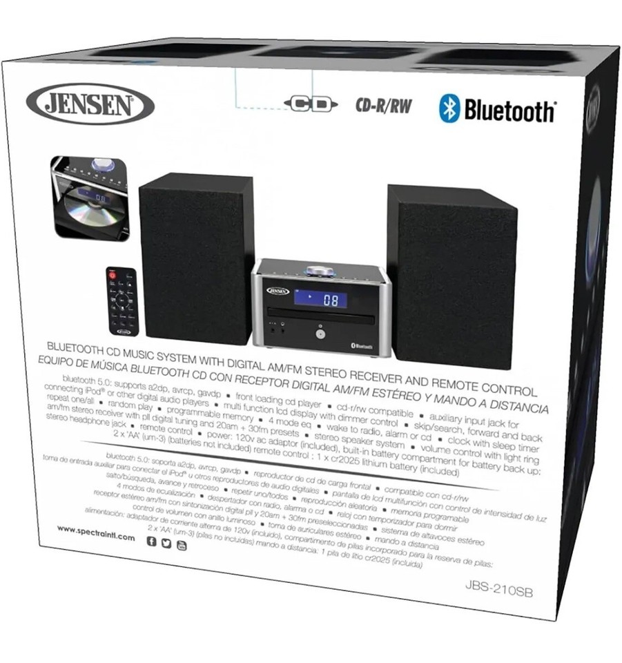 Bookshelf Home Stereo System Bluetooth Cd Player AM FM Radio Stereo ...