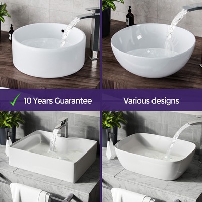 Bathroom Basin Sink Hand Wash Counter Top Wall Mounted Hung Ceramic | eBay