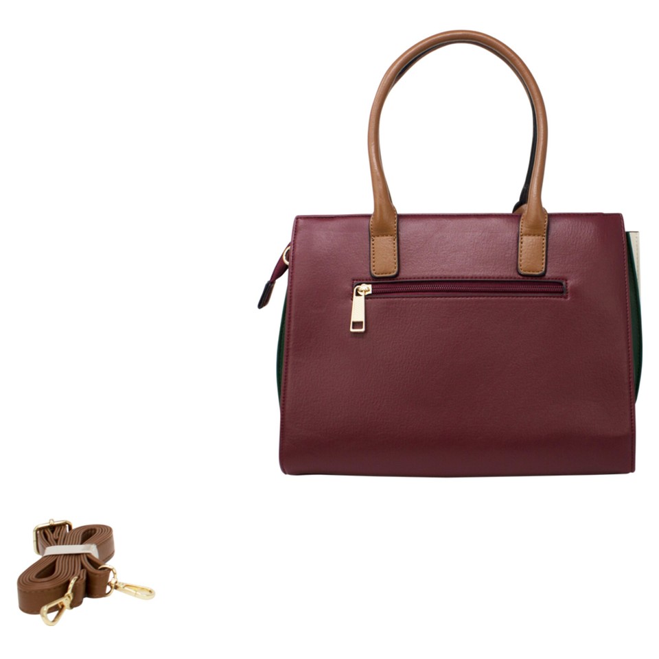 Duo Tone Front Slip Pocket Double Handles Tote Bag Women Shoulder ...